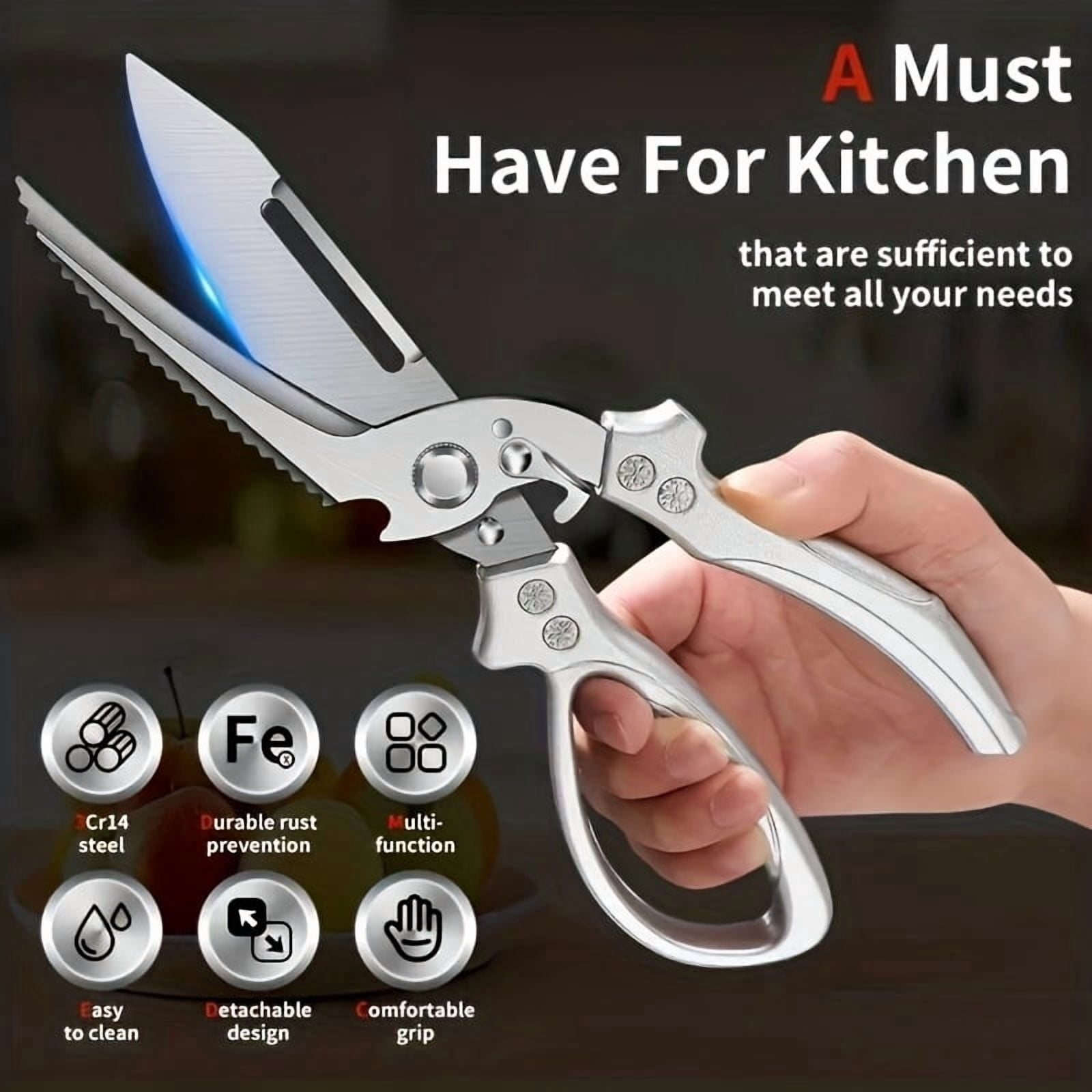 1pc Stainless Steel Kitchen Scissors for Cutting Chicken Bones, Smooth ...