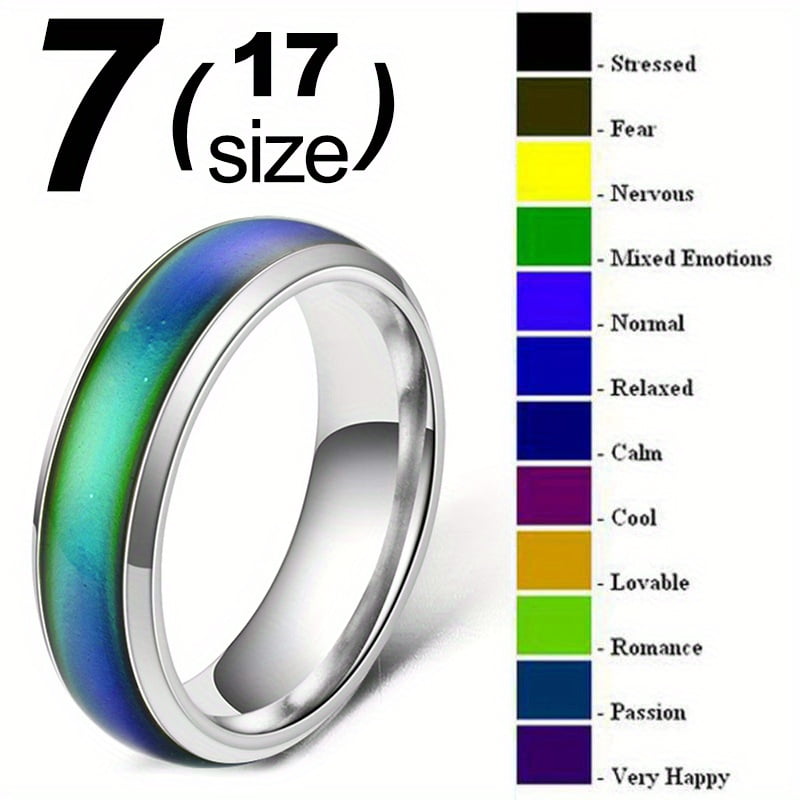 1pc Stainless Steel Mood Ring - Color-Changing Imitation Inlay, Relax ...