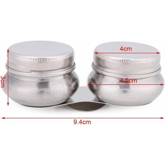 1pc Stainless Steel Single/Double Dipper Palette Cup Oil Container ...