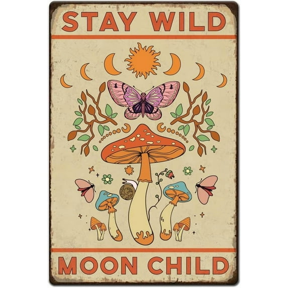 1pc Stay Wild Moon Child Poster 7.87x11.81 inch Vintage Metal Tin Sign ...