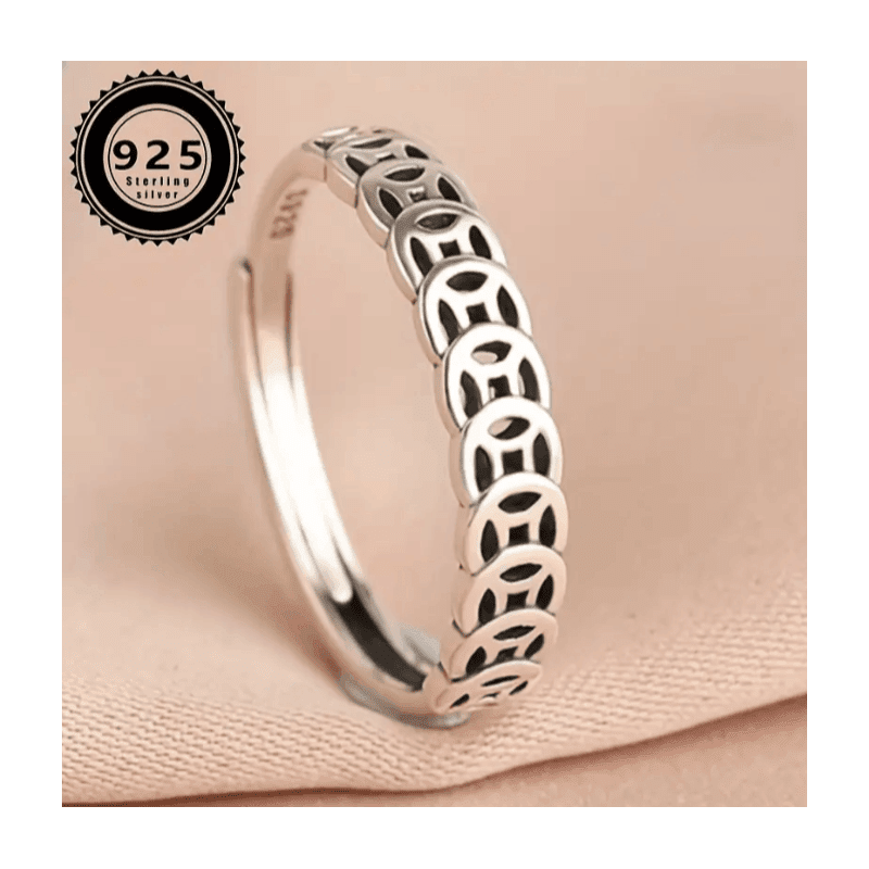 [1pc Sterling 925Silver Lucky Coin Ring] 1pc TVXK Adjustable Sterling ...