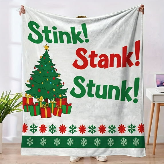 1pc Stink Stank Stunk Funny Christmas Tree & Smelly Slogan Flannel ...
