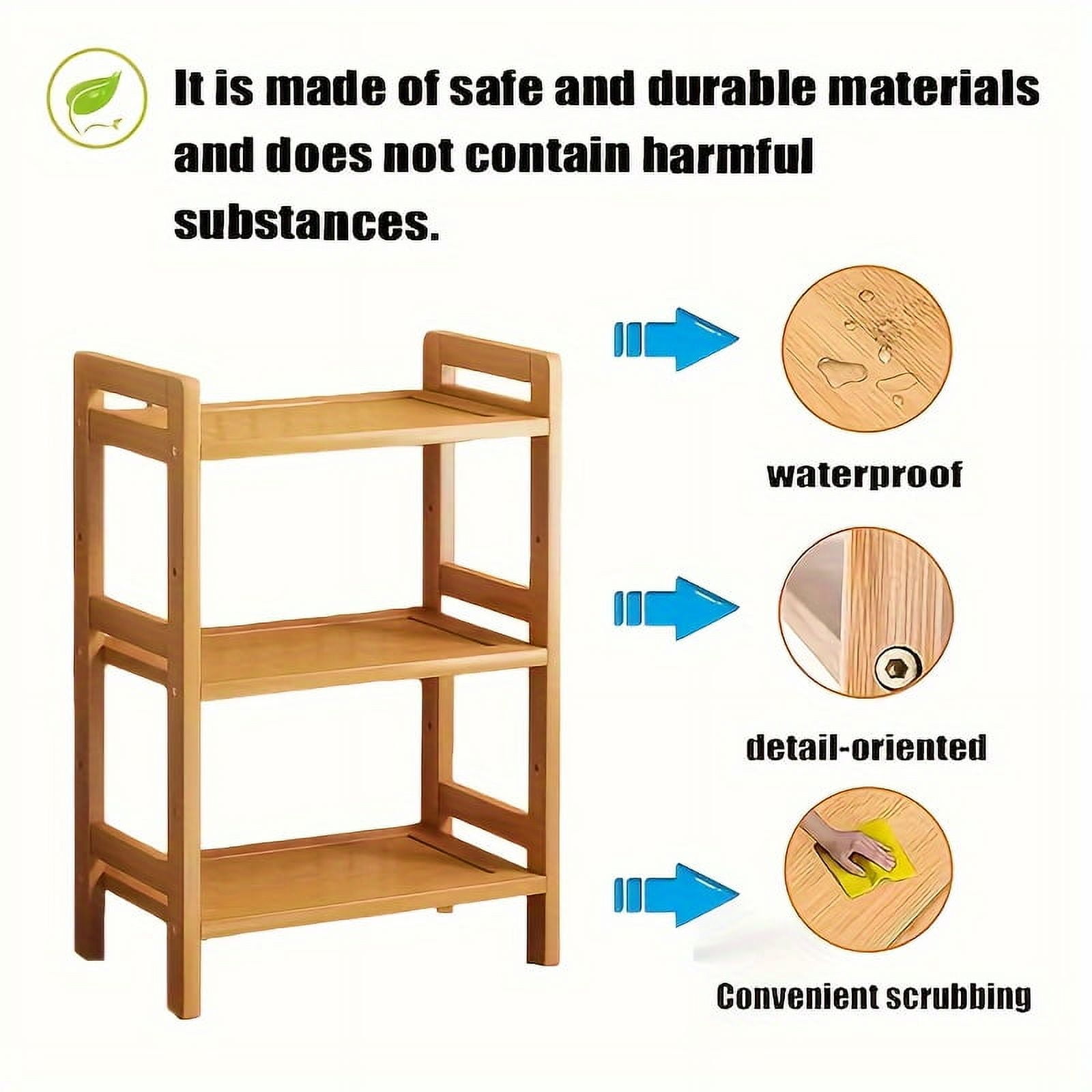 1pc Storage Shelf - Bamboo Home 3 Tier Vertical Pantry Shelf For ...