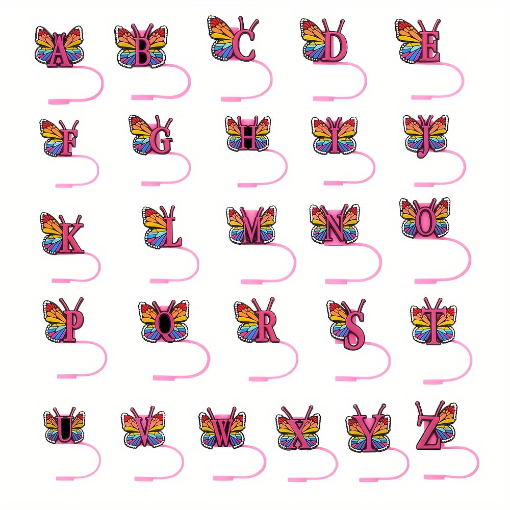 1pc, Straw Tips Cover, Reusable Straw Toppers, Cartoon Butterfly Straw ...