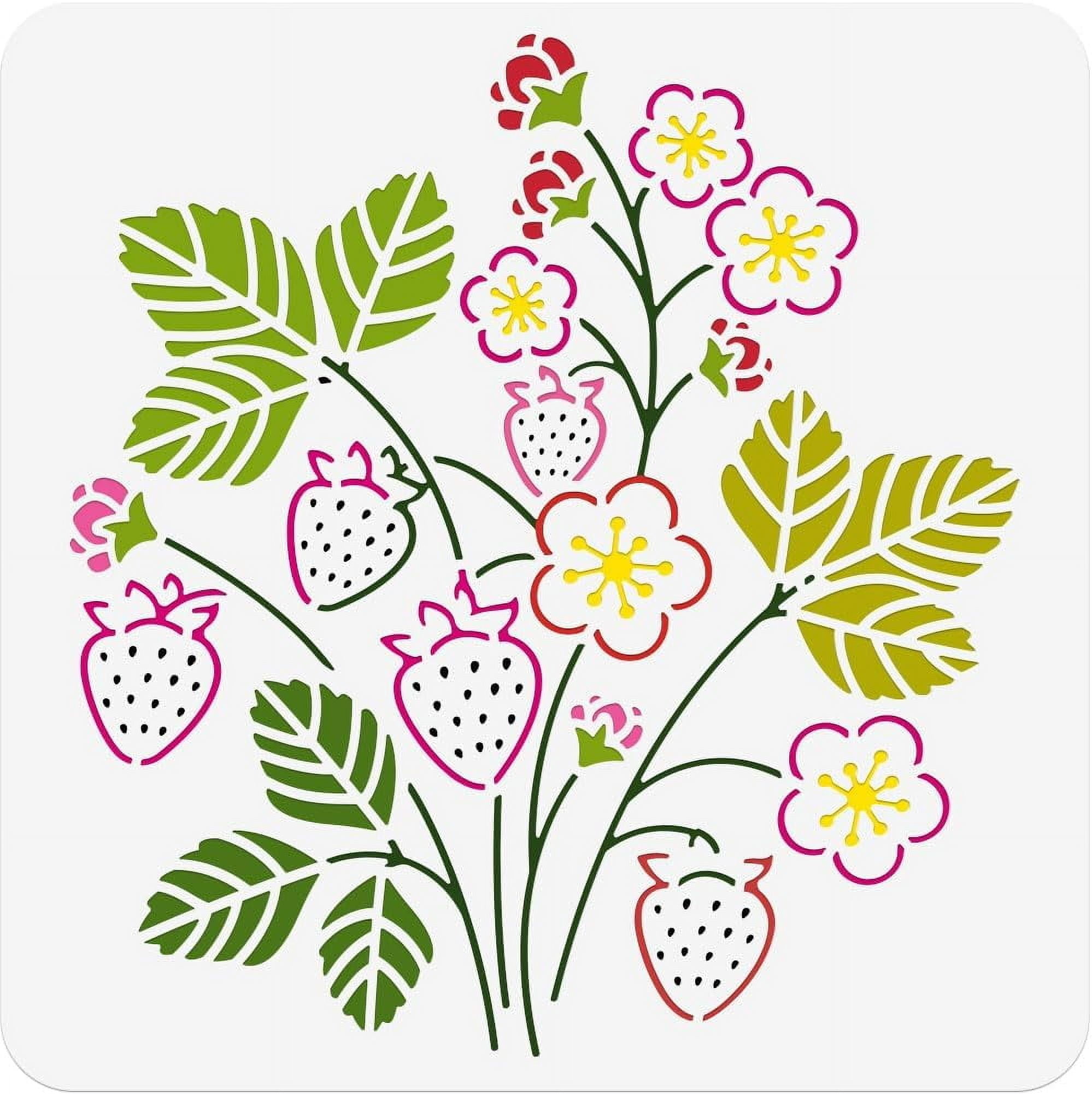 1pc Strawberry Painting Stencil 11.81x11.81 Inch Reusable Craft ...