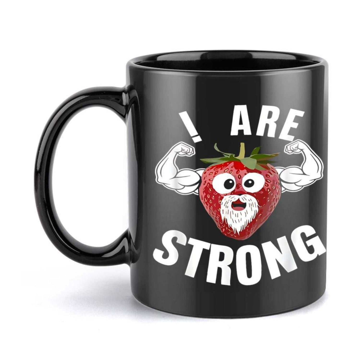 1pc Strawberry Strong Humorous Ceramic Mug 11oz Cartoon Design with ...