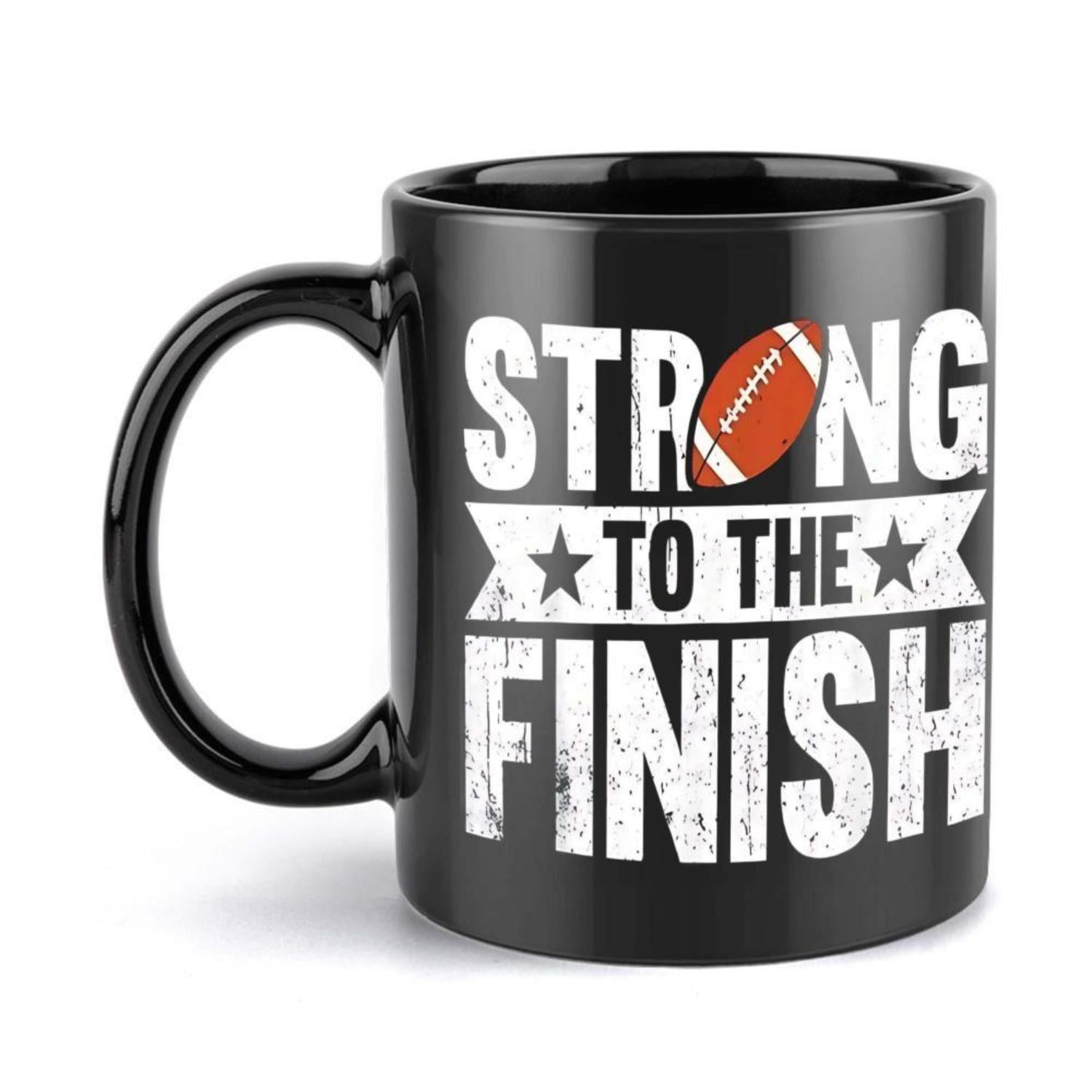 1pc Strong to Finish Football Themed Ceramic Coffee Mug 11oz Black with ...