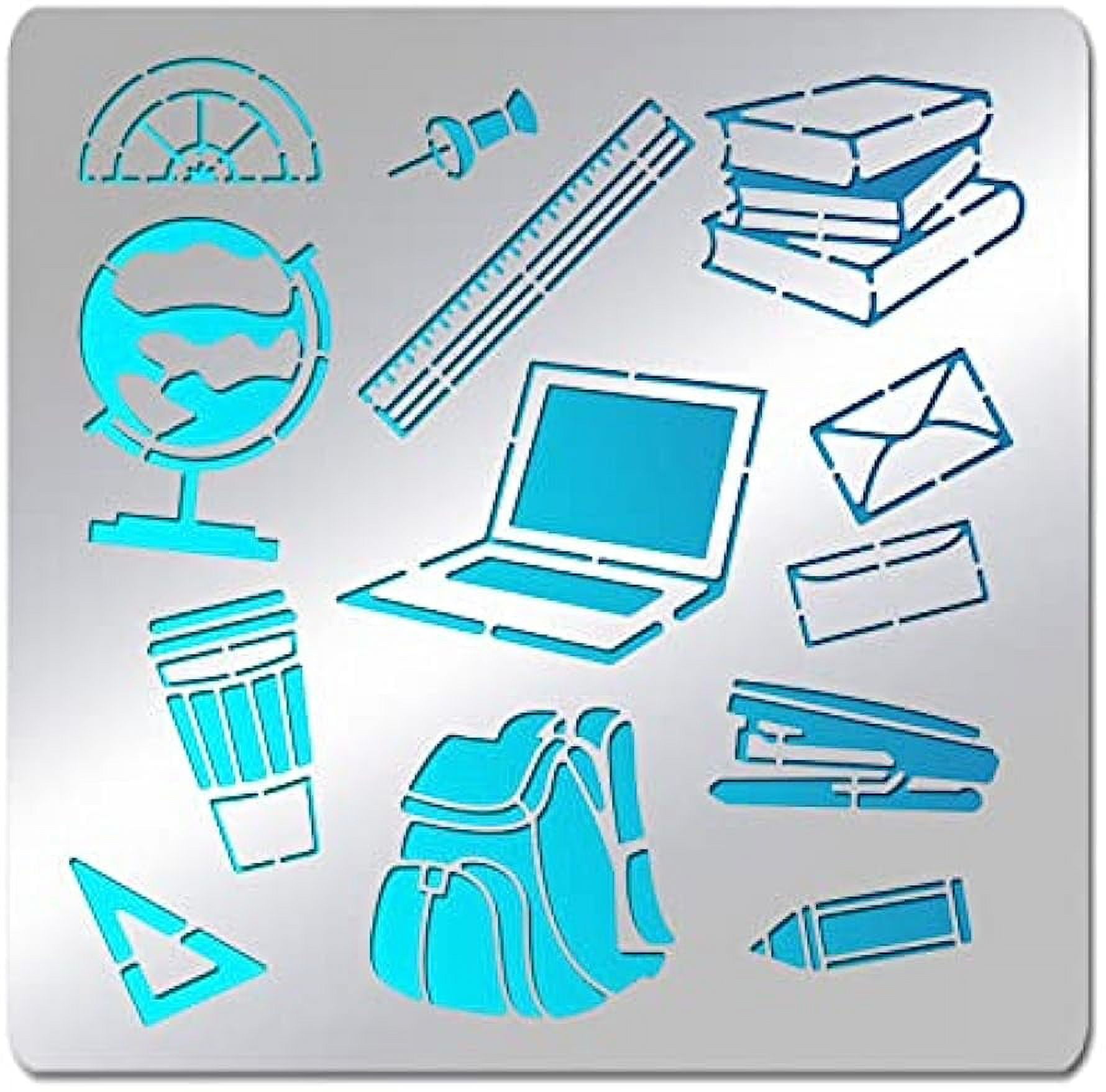 1pc Study Stainless Steel Stencil Template Globe School Bag Ruler ...
