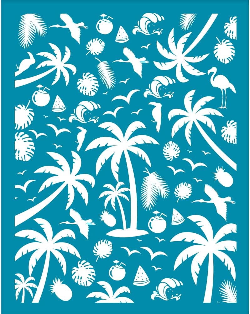 1pc Summer Theme Clay Stencil Coconut Tree Silk Screen Printing ...