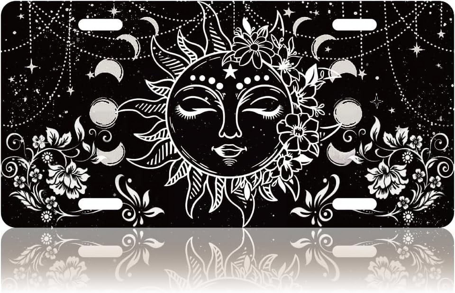 1pc Sun & Flower License Plate Front License Plate Covers Decorative ...