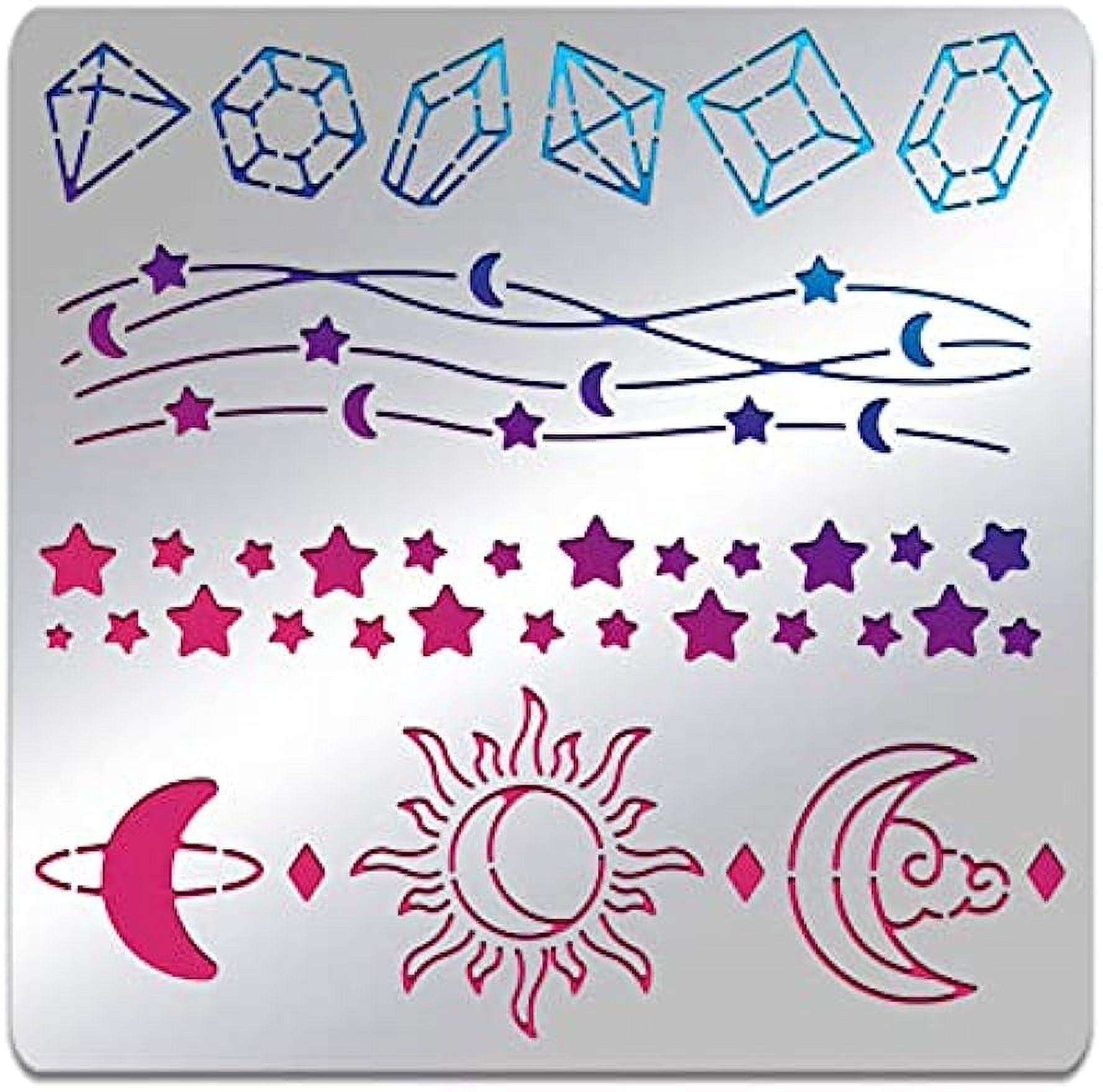 1pc Sun Pattern Stainless Steel Stencil Template Gems Moon Stars Sun ...
