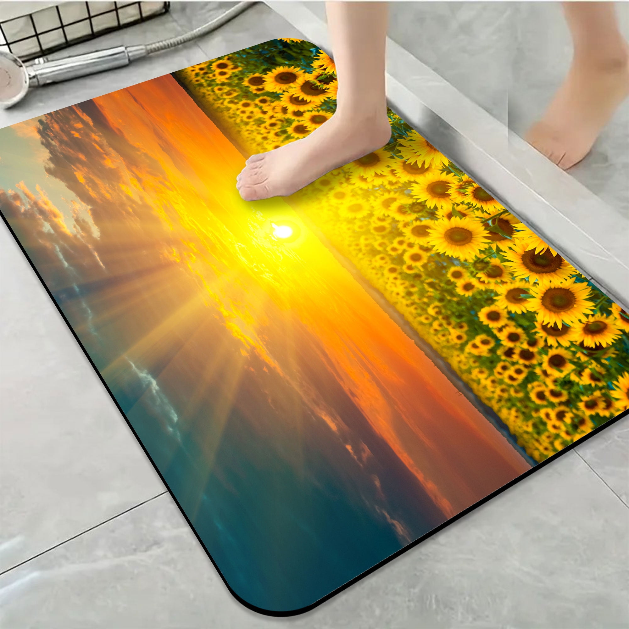 1pc Sunflower Field at Sunset Bathroom Rug Bathroom Decor and ...
