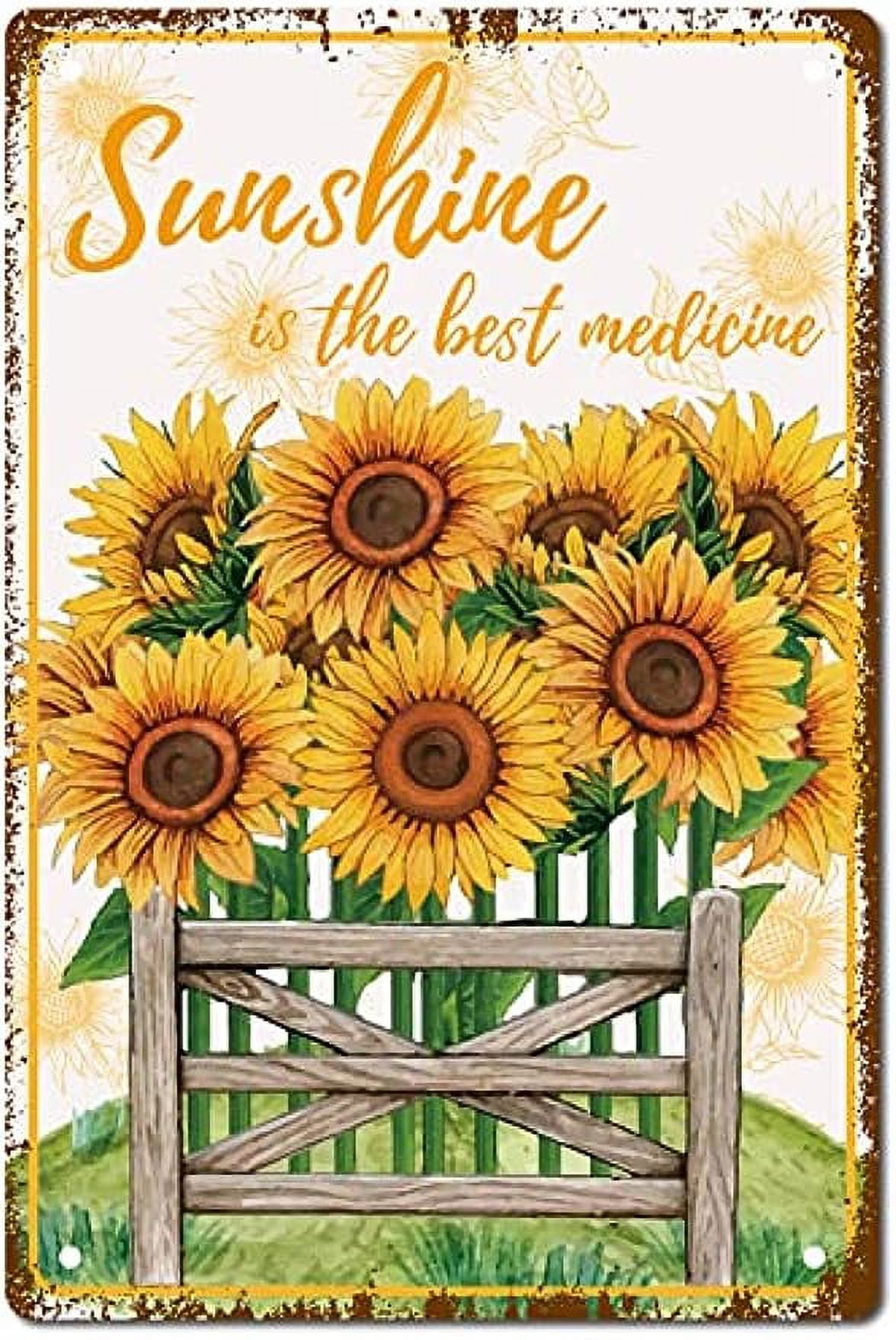 1pc Sunflower Tin Sign Vintage Metal Signs Iron Painting Retro Metal ...