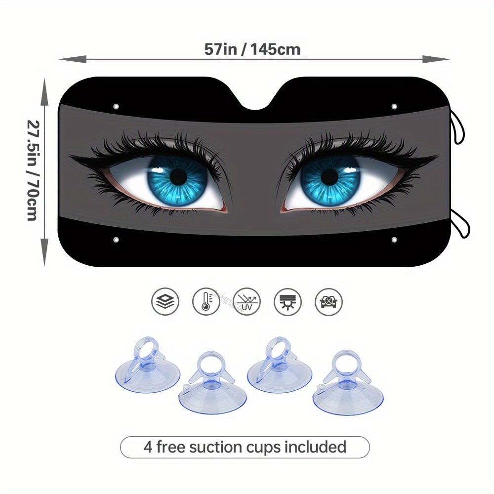 1pc Sunshade for RV Windshield with Deep Sky Blue Eyes Pattern, Front ...