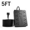 1pc Surge Protector Power Strip with 24/16 AC Outlets, 4 USB-A, 2 USB-C ...