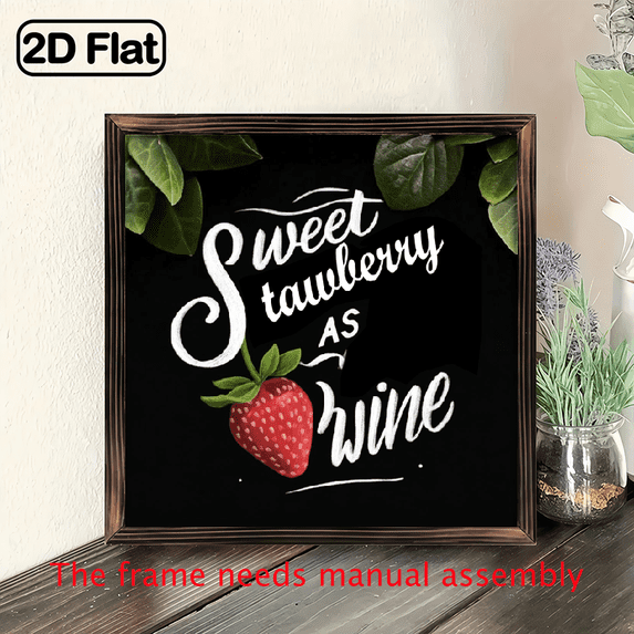 1pc Sweet As Strawberry Wine Vintage Wooden Frame Sign - Handcrafted ...