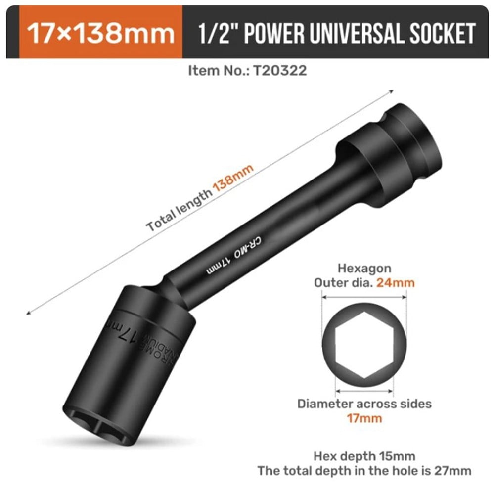 1pc Swivel Hex Socket Head Adapter 1 2-Inch Drive Joint Cr-Mo Steel ...