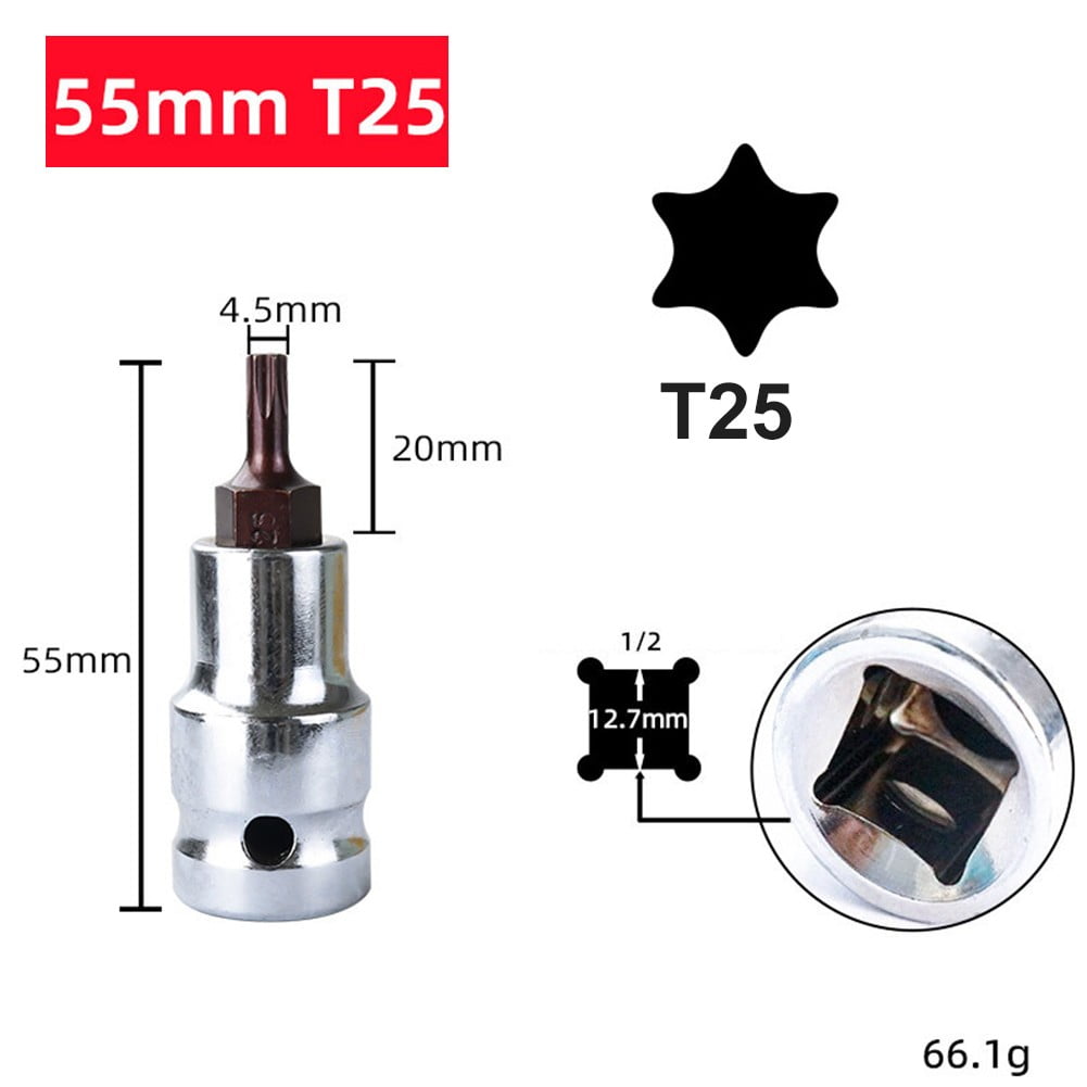 1pc T20-T70 Torx Head Screwdriver Bit Torx Bit Sockets 1/2inch Sockets ...