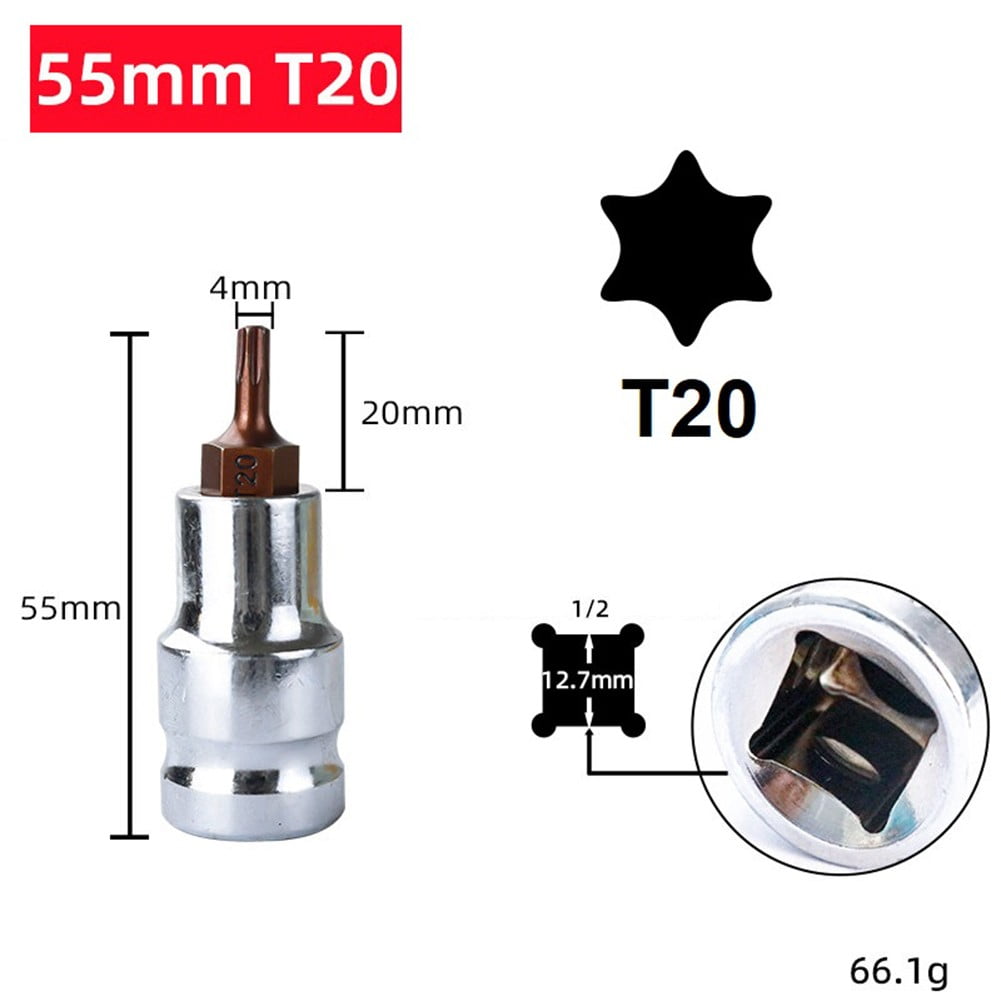 1pc T20-T70 Torx Head Screwdriver Bit Torx Bit Sockets 1/2inch Sockets ...