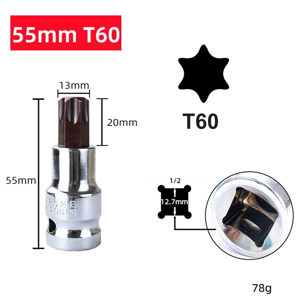 1pc T20-T70 Torx Head Screwdriver Bit Torx Bit Sockets 1/2inch Sockets ...