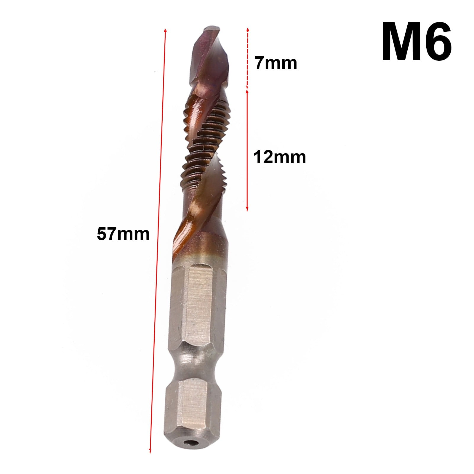 1pc Tap Drill Bit M3 M5 M6 M8 M10 1/4 Hexagon Shank Drilling And Tapping Integrated 3 In 1 ...