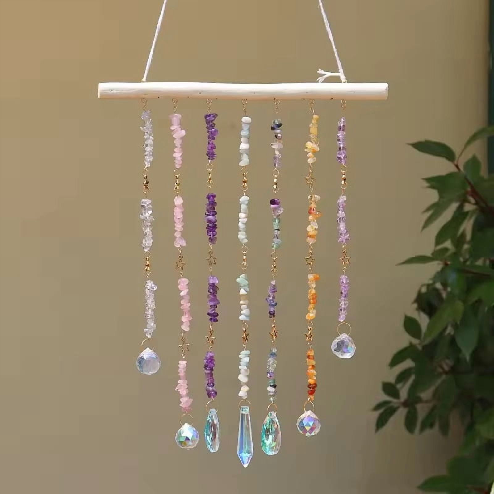 1pc Teardrop Glass Suncatchers Natural Amethyst Quartz Fluorite Rose ...