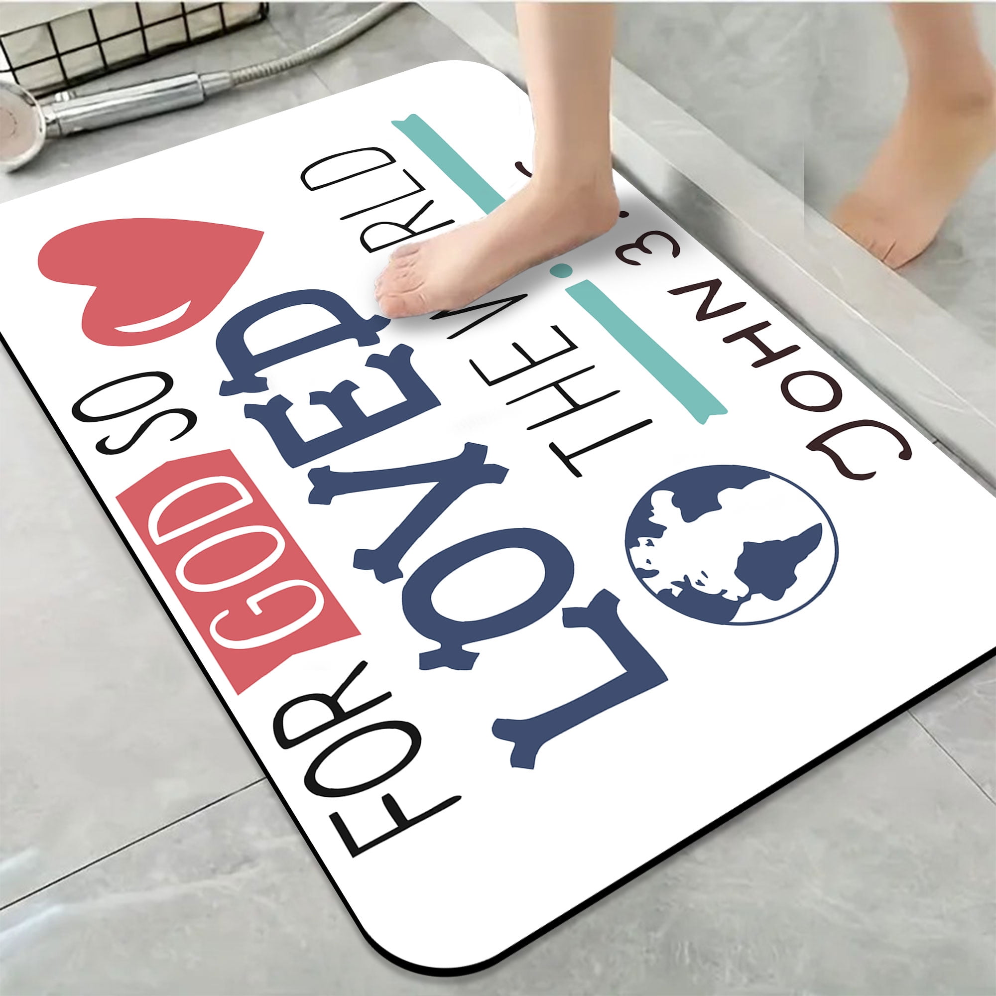 1pc Text God Loved World Bathroom Rug Bathroom Decor and Accessories ...