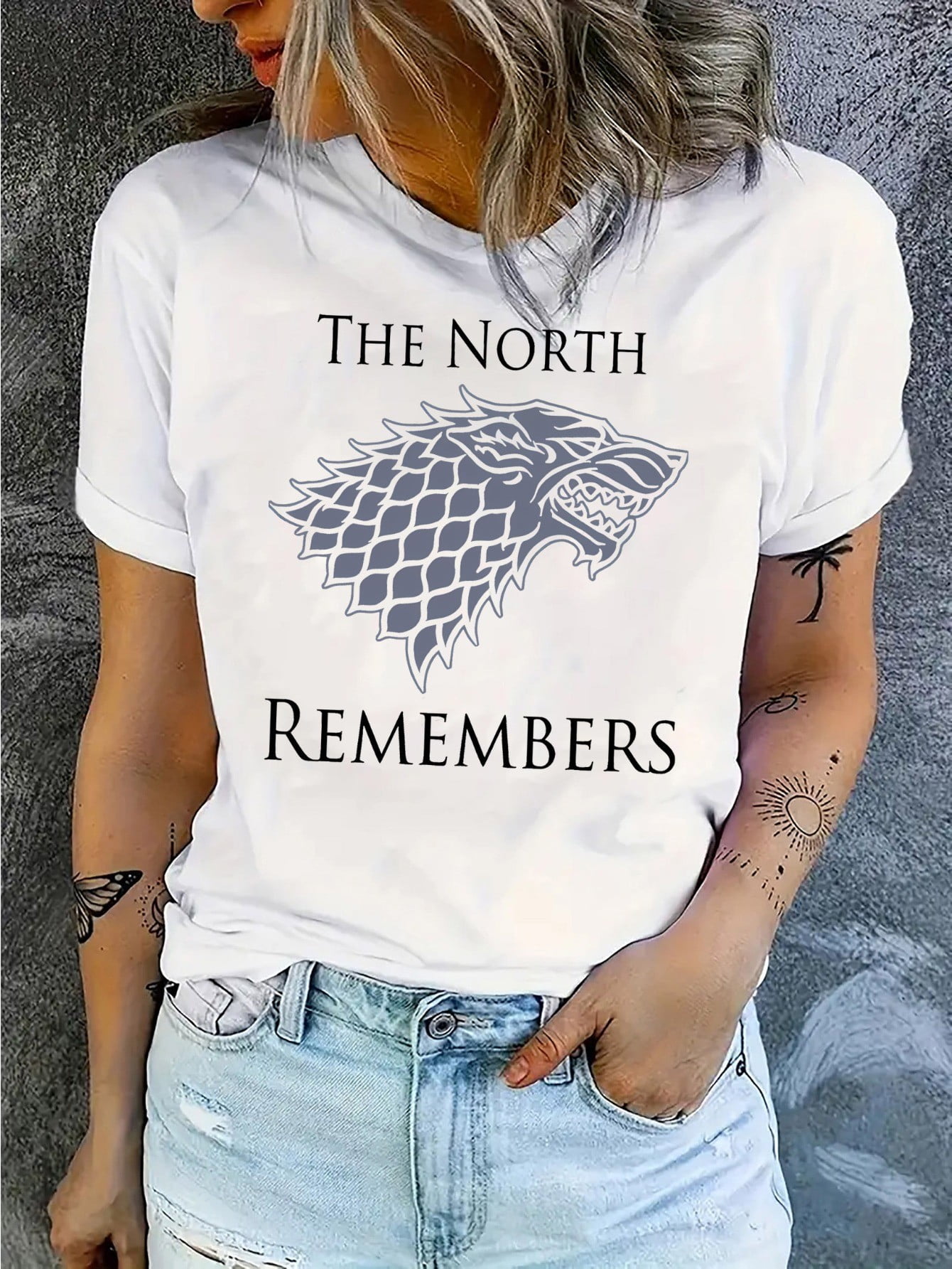 [1pc "The North Remembers" Crew Neck] 1pc Women'S Casual Crew Neck T ...
