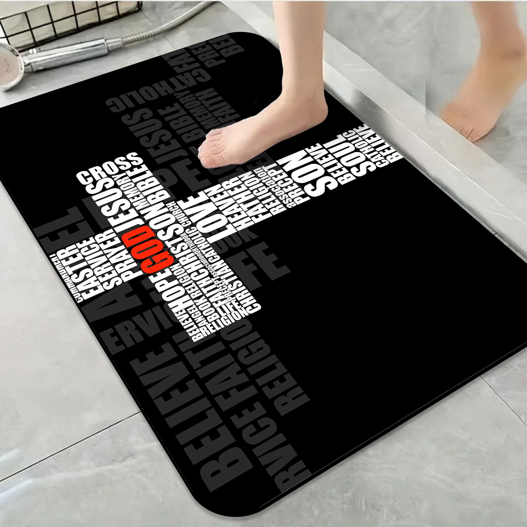 1pc Themed Word Bathroom Rug Bathroom Decor and Accessories- Durable ...