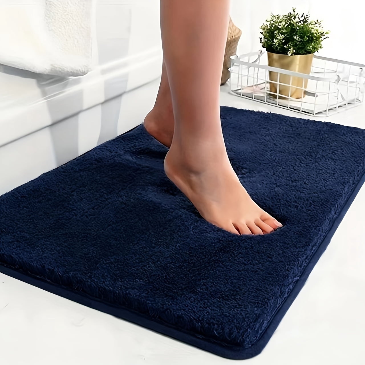 1pc Thickened Ultra-Fine Fiber Plush Soft Comfortable Bathroom Rug ...