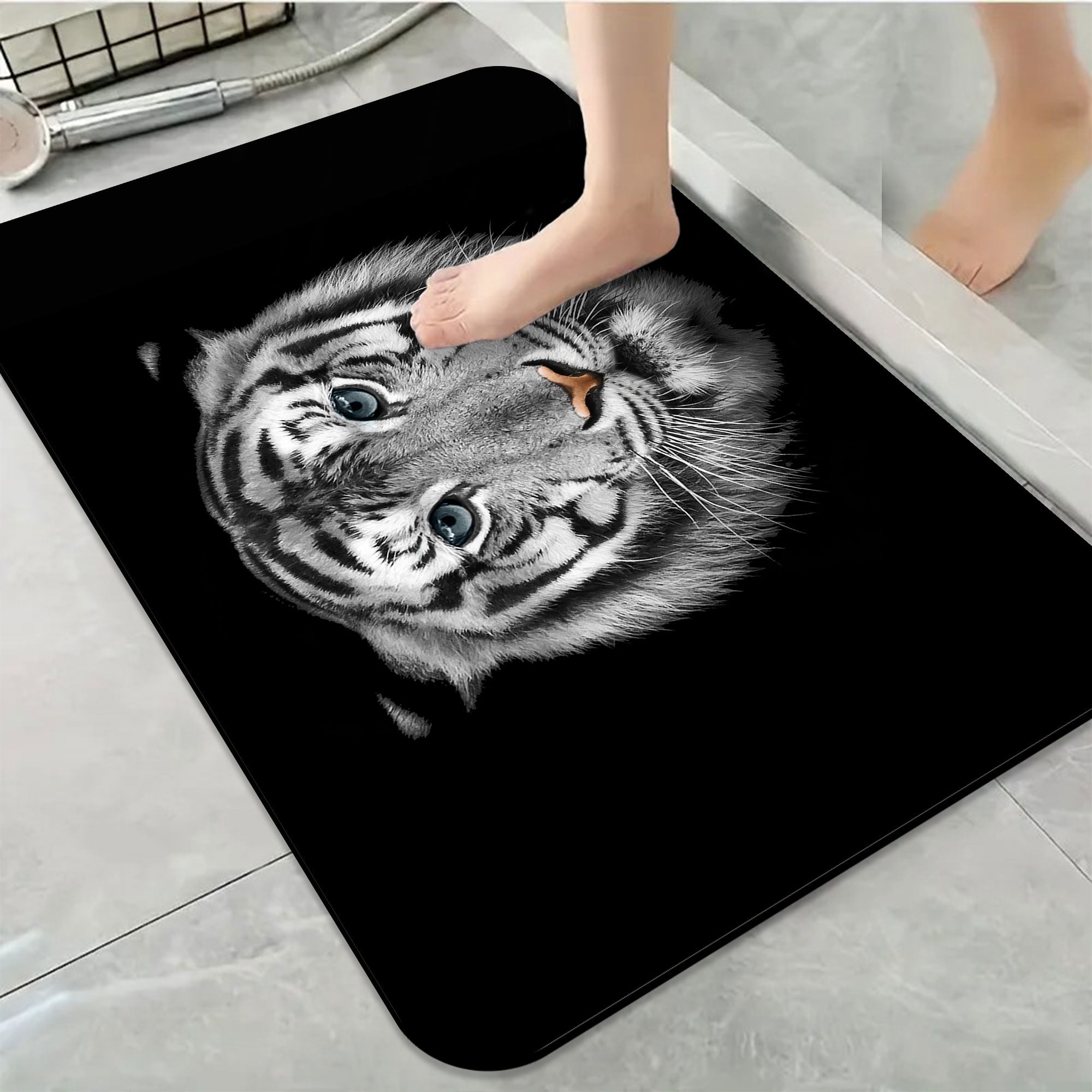 1pc Tiger Portrait Bathroom Rug Bathroom Decor and Accessories- Durable ...