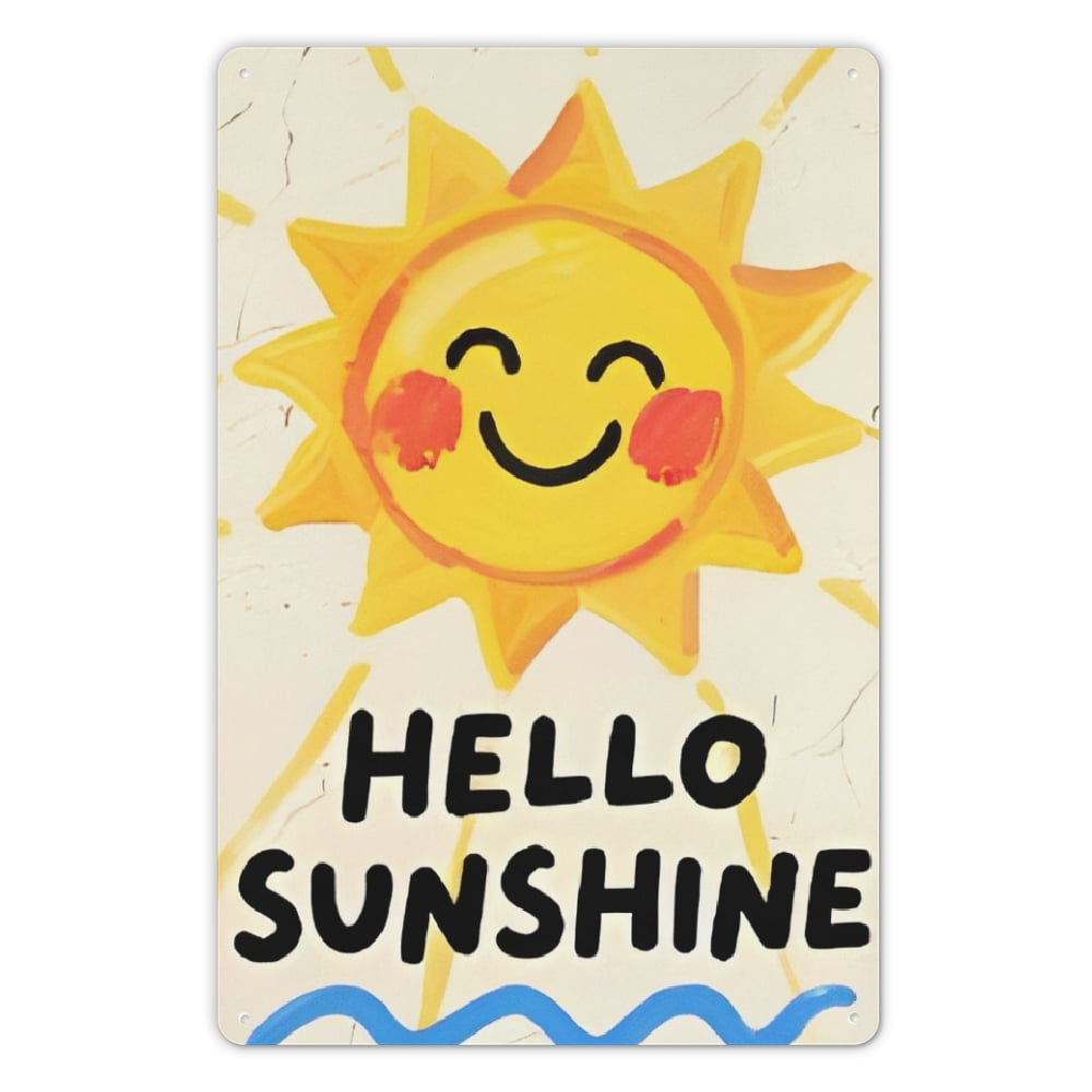 1pc Tin sign, 8 x 12 Inch - Cute Hello Sunshine Sign for Front Door ...