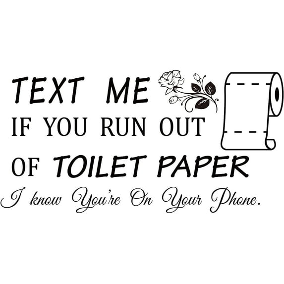 1pc Toilet Theme PVC Wall Sticker Toilet Paper Pattern Vinyl Wall Art ...