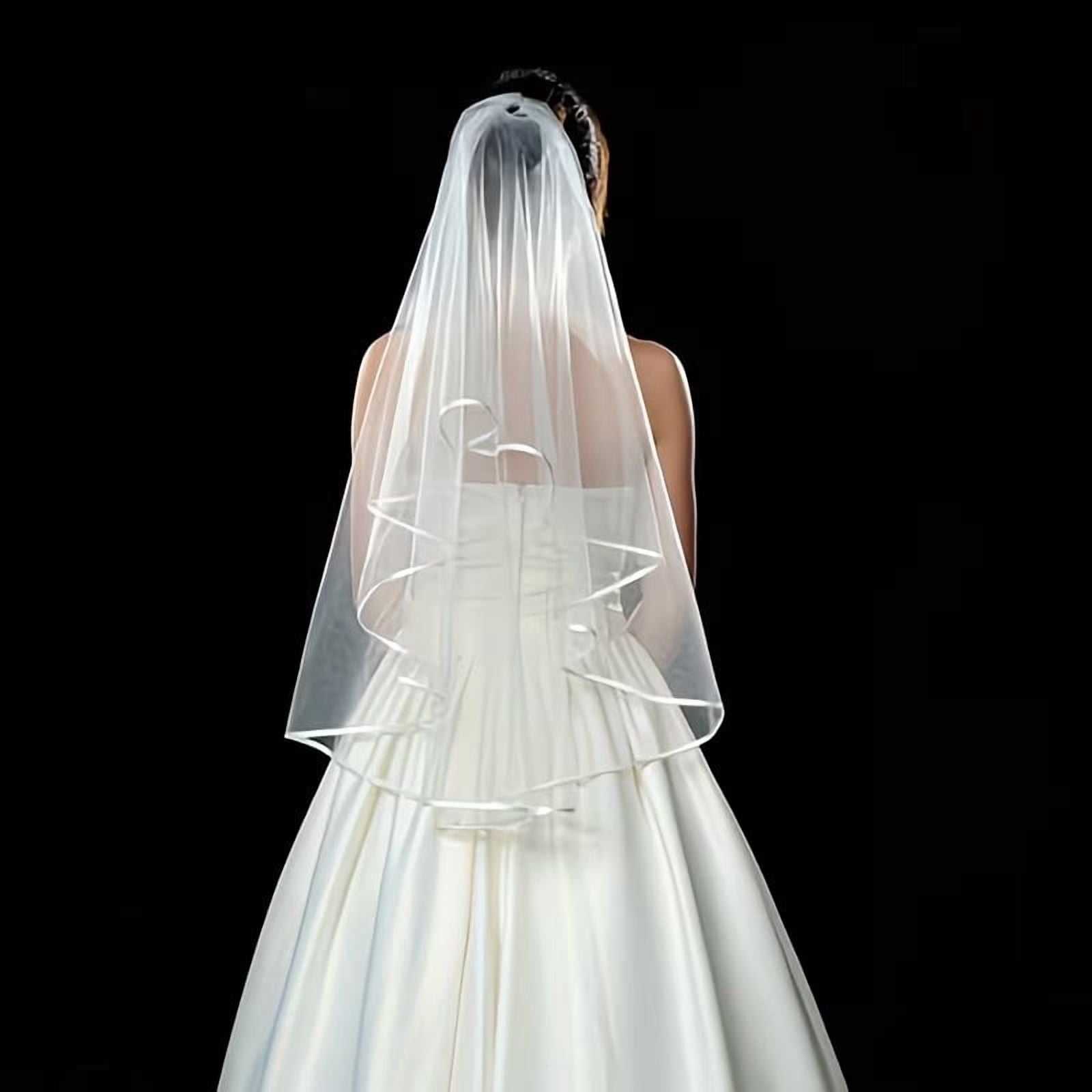 1pc, Translucent White Fashion Double Layer Wedding Veil - Non-slip ...