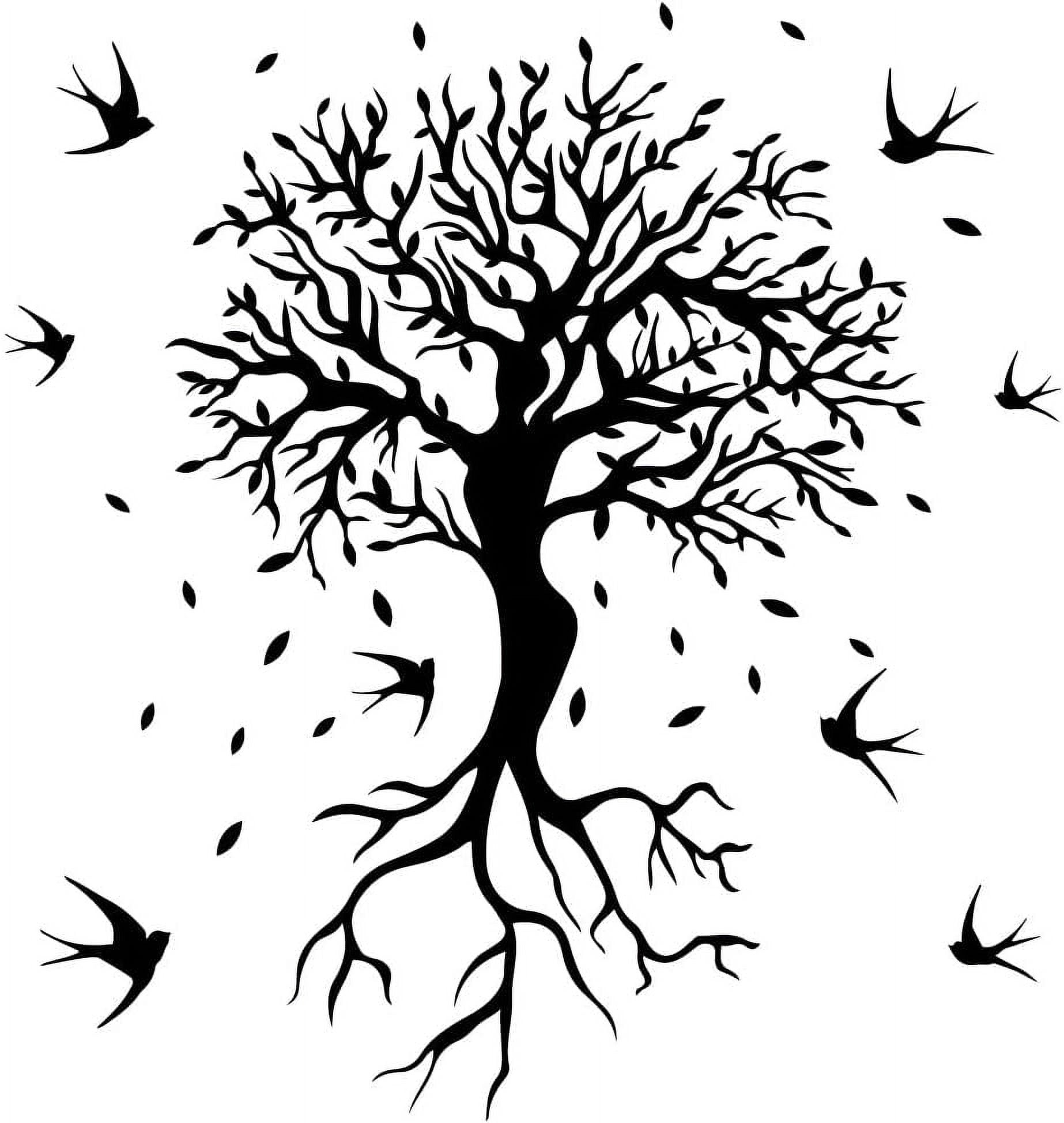 1pc Tree of Life Human Wall Decor Flying Birds Wall Sticker Wall Decor ...