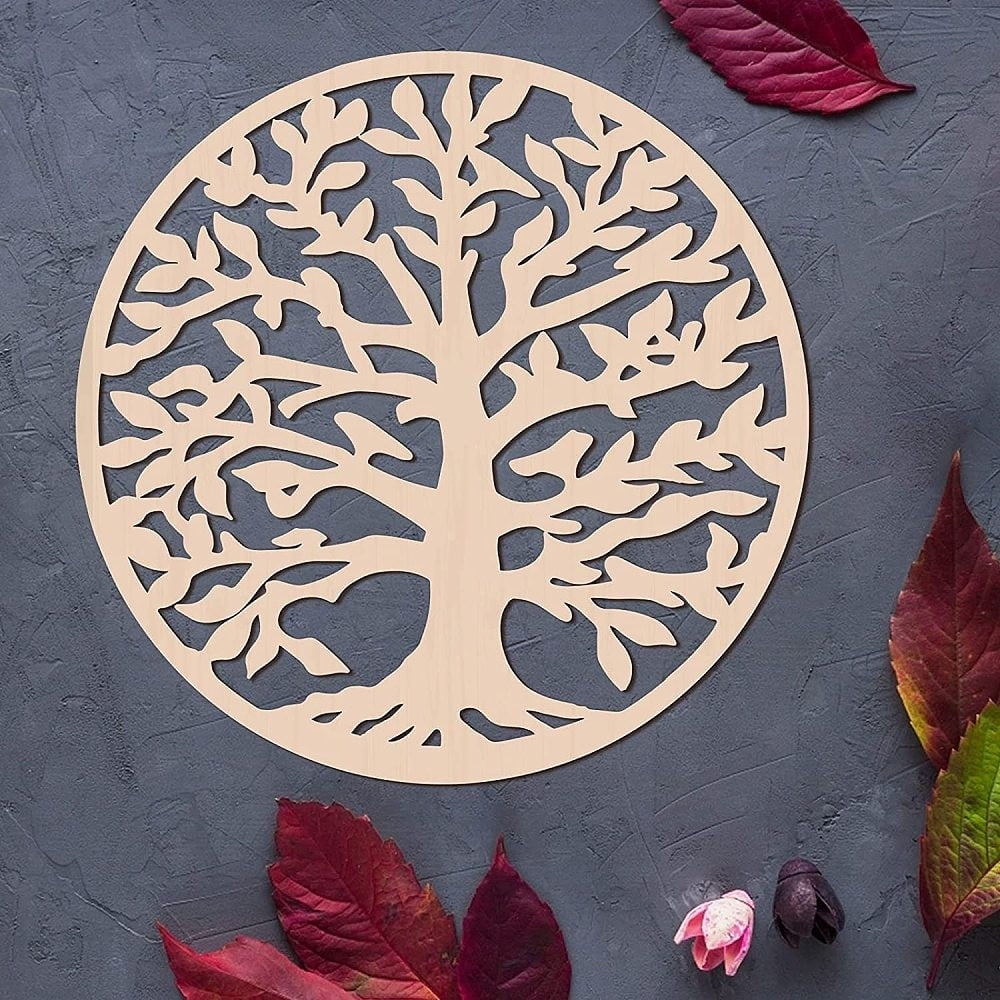 1pc Tree of Life Pattern Laser Cut Wooden Wall Sculpture Grid Wooden ...