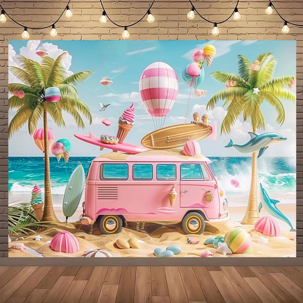 1pc Tropical Beach Party Background Banner - Polyester, Universal ...