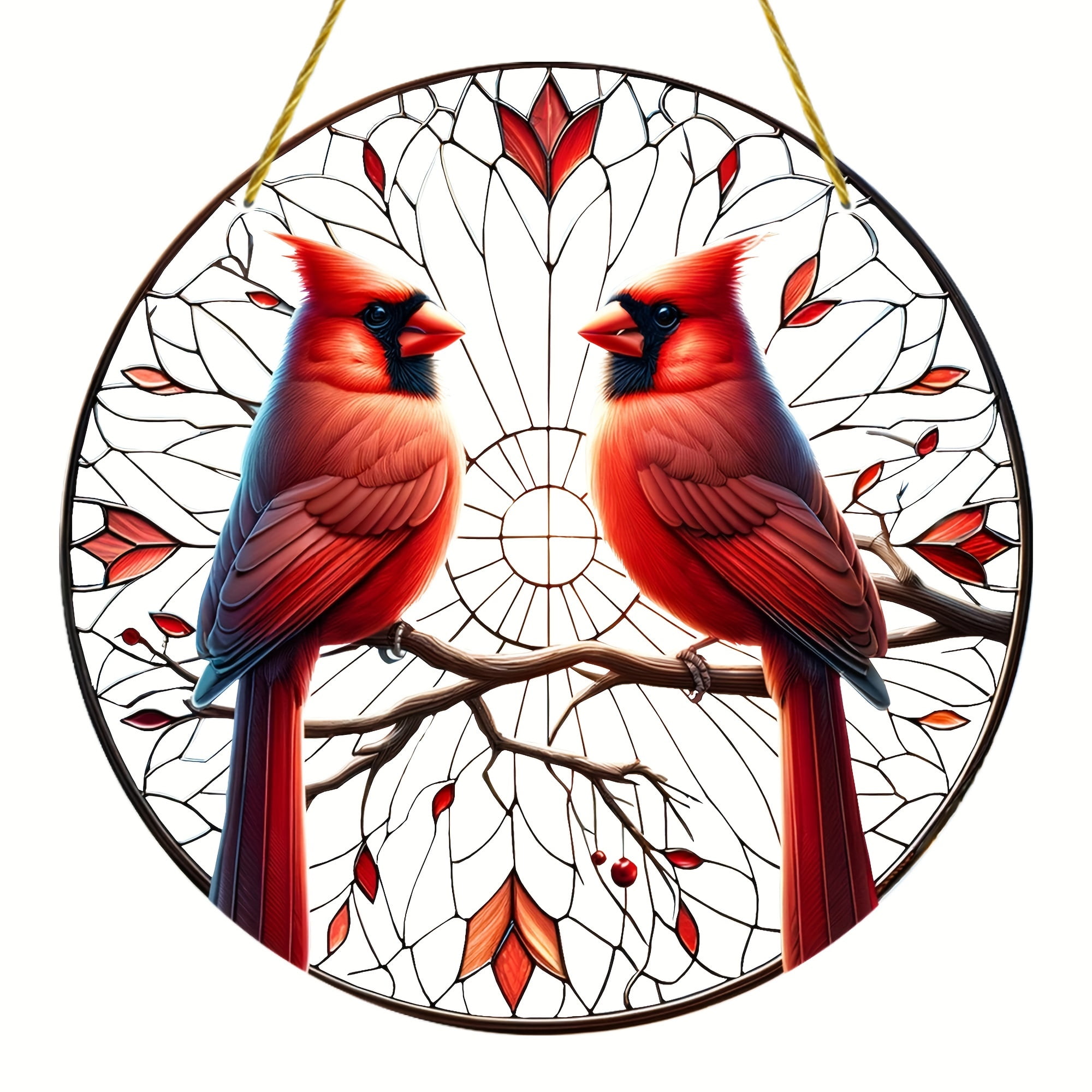 1pc, Two Cardinals Stained Window Hanging Suncatcher Acrylic Signs ...