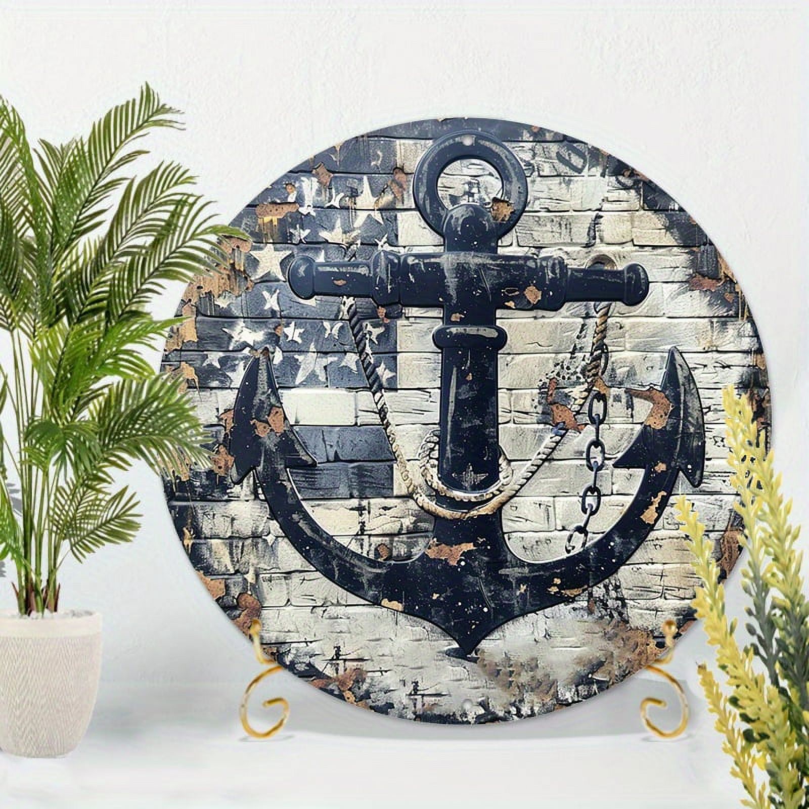 1pc, USN Navy Anchor Round Metal Sign - 8x8 Inch Weatherproof Aluminum ...