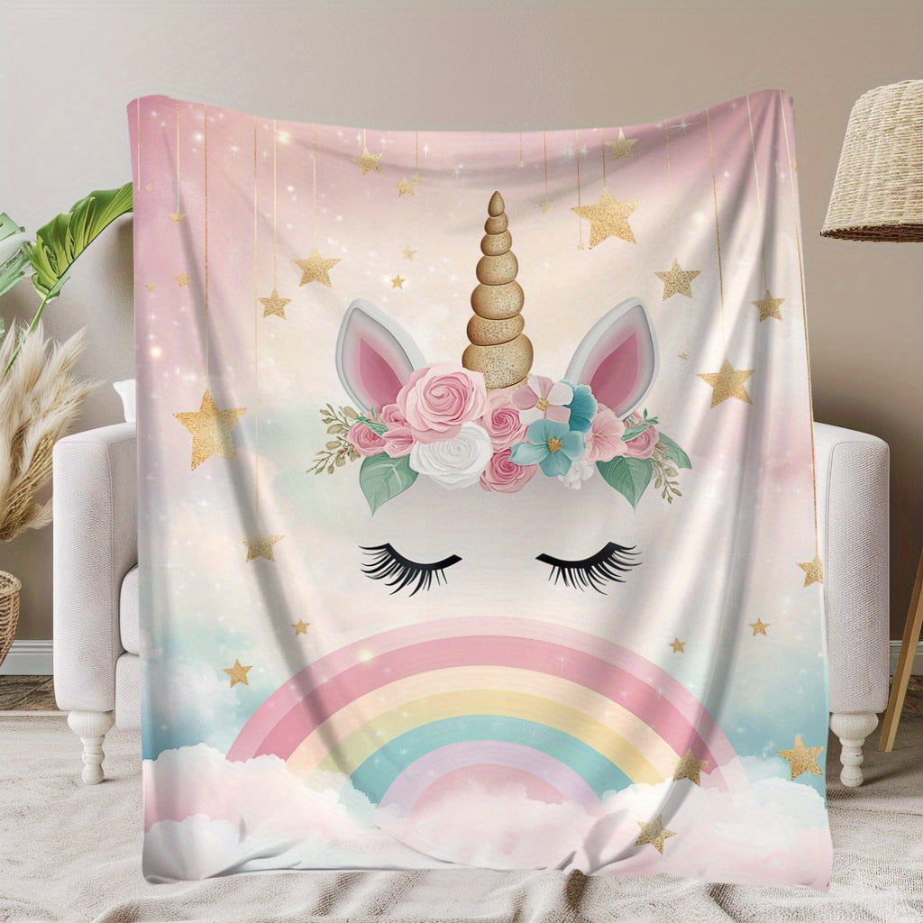 1pc Unicorn Rainbow Star Cloud Blanket - Cozy Warm Keepsake | Perfect ...