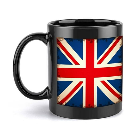 1pc Union Jack Coffee Mug 11oz Ceramic Cup British Design Black ...