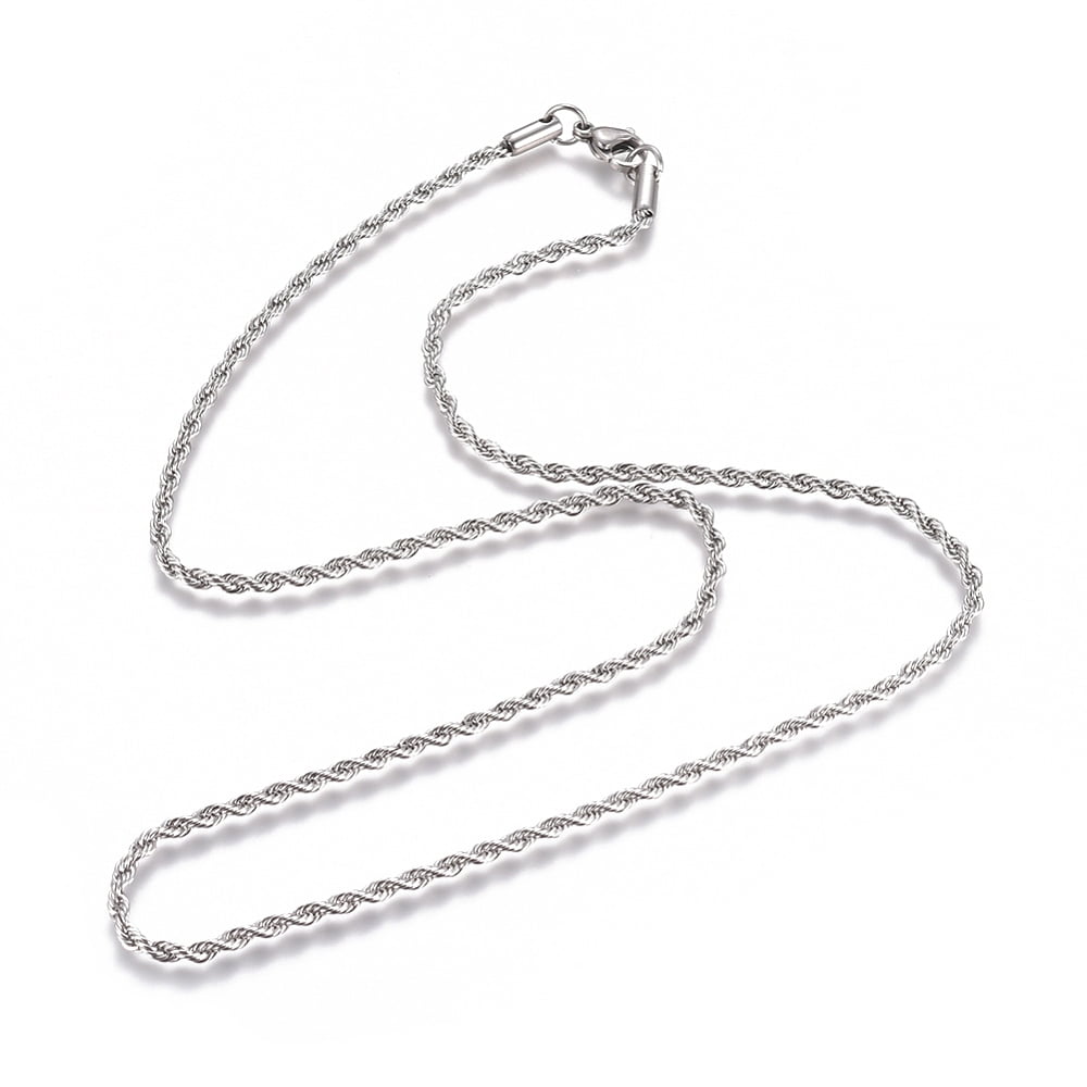 1pc Unisex 304 Stainless Steel Rope Chain Necklaces with Lobster Clasps ...