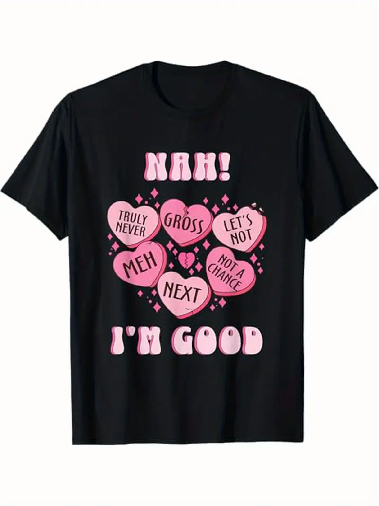 1pc Unisex Valentine'S Day Anti-Apparel Tee, 100% Cotton Crew Neck T ...