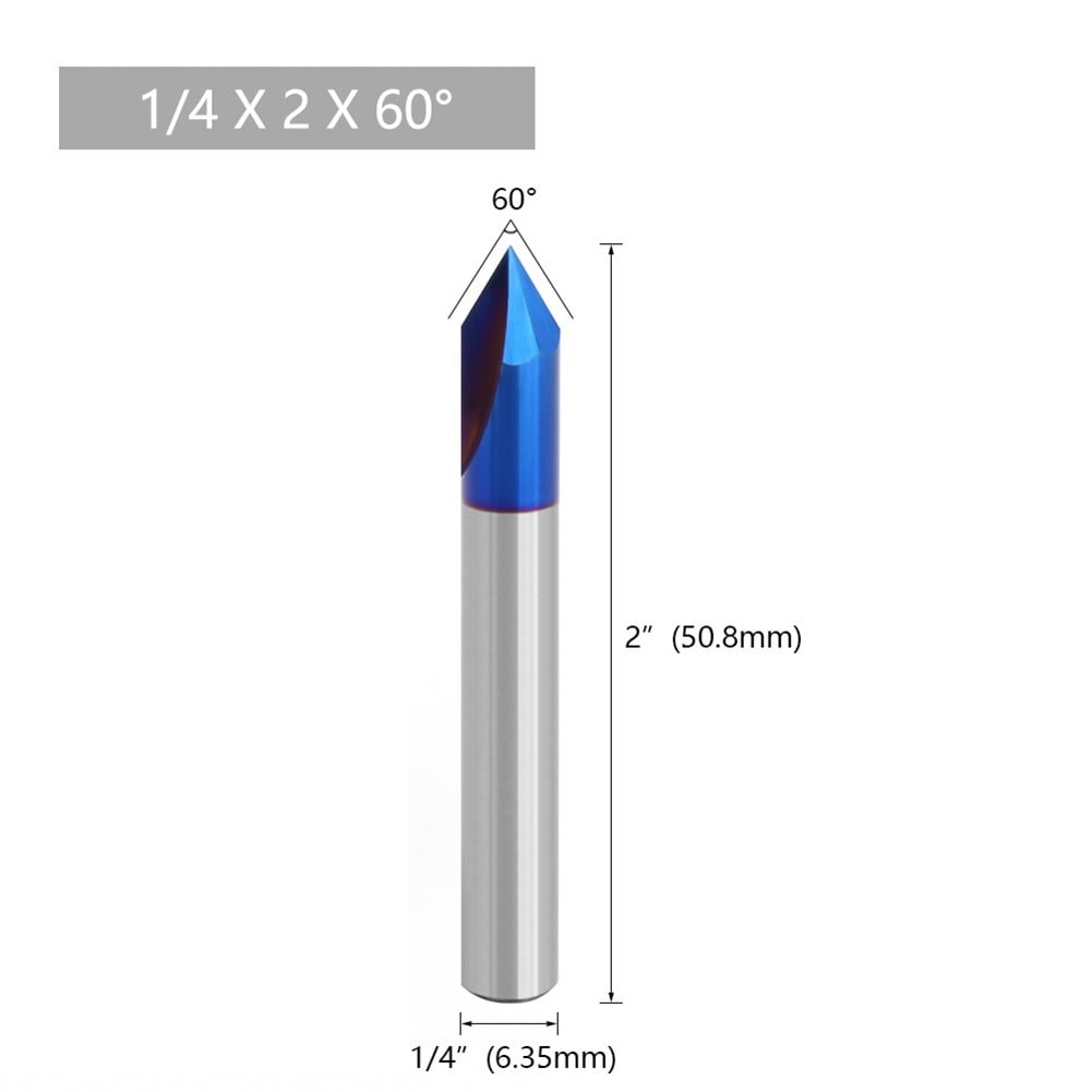 1pc V Bit 1/4in Shank 2Flute V Groove Router Bit for Wood CNC Engraving ...