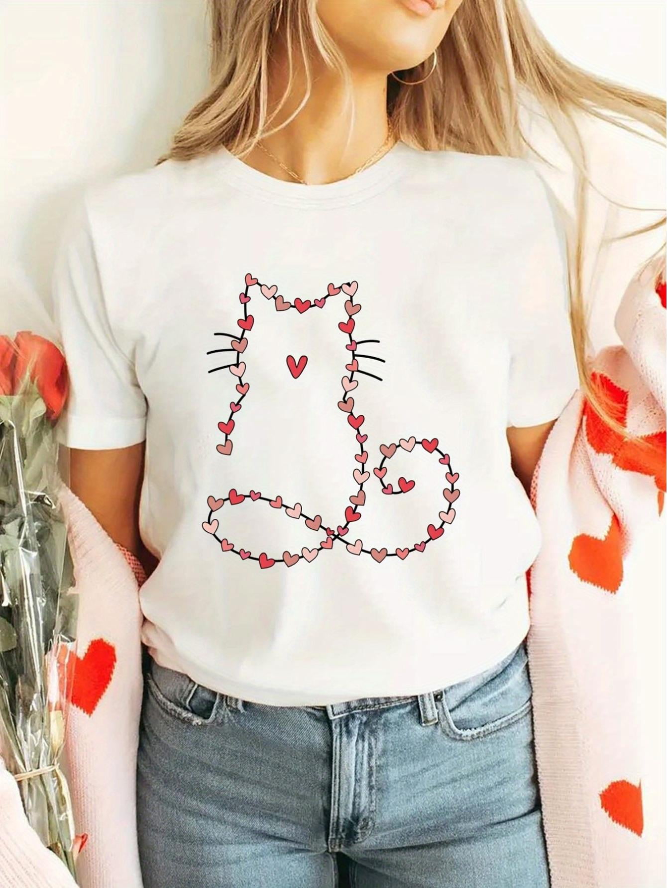Letter Print T-shirt, Short Sleeve Crew Neck Casual Top For Summer ...