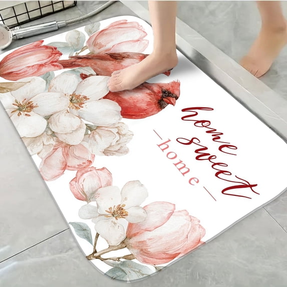 1pc Valentine's Day Decor Bathroom Mat Love Cardinals Thick Polyester ...