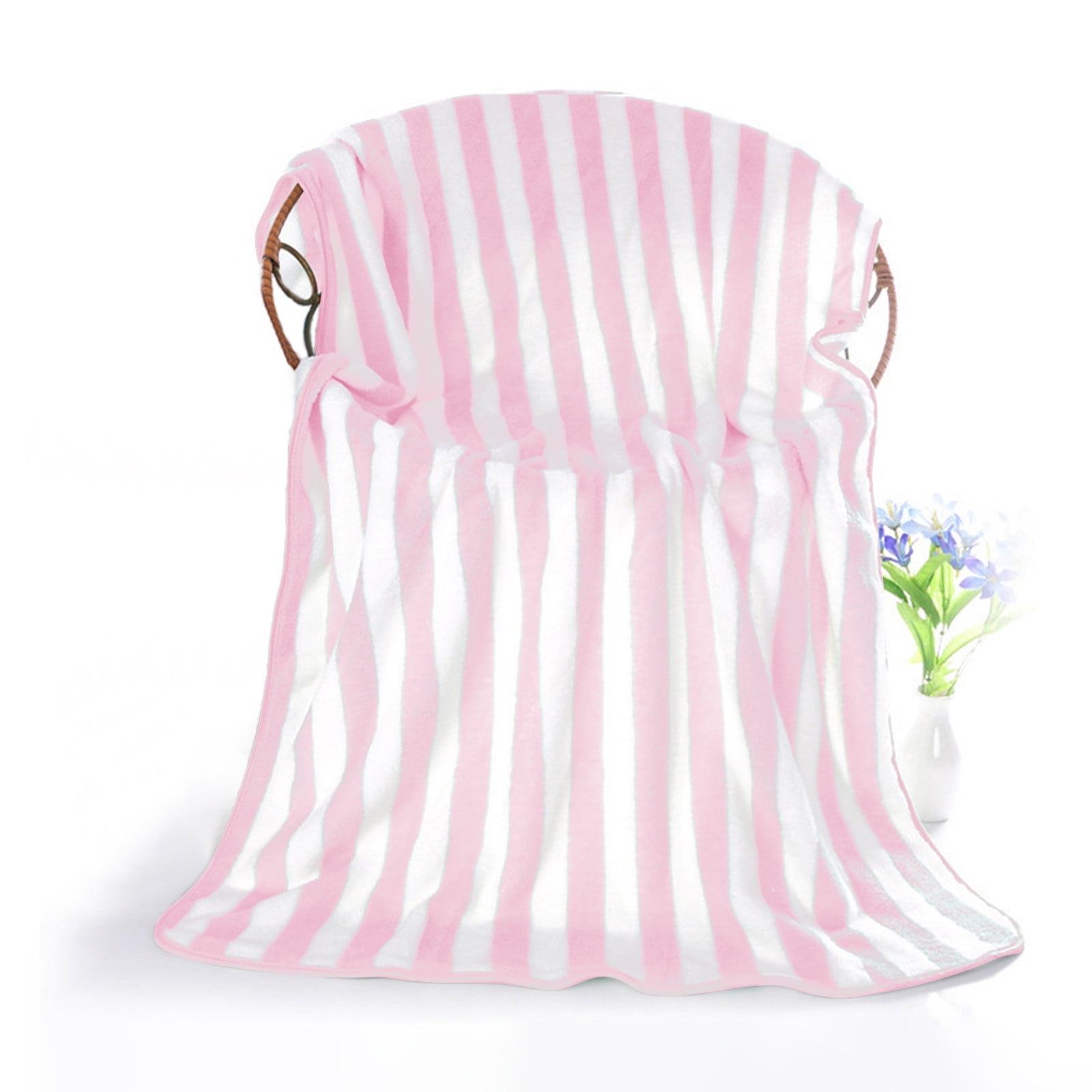 1pc Velvet Bath Towel, Thickened Striped Absorbent Bath Towel for Home Gym Beach, Soft No ...