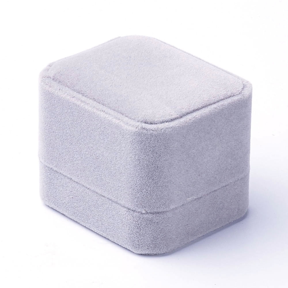 1pc Velvet Ring Boxes Jewelry Gift Boxes Rectangle Light Grey 5.1x6.0x4 ...