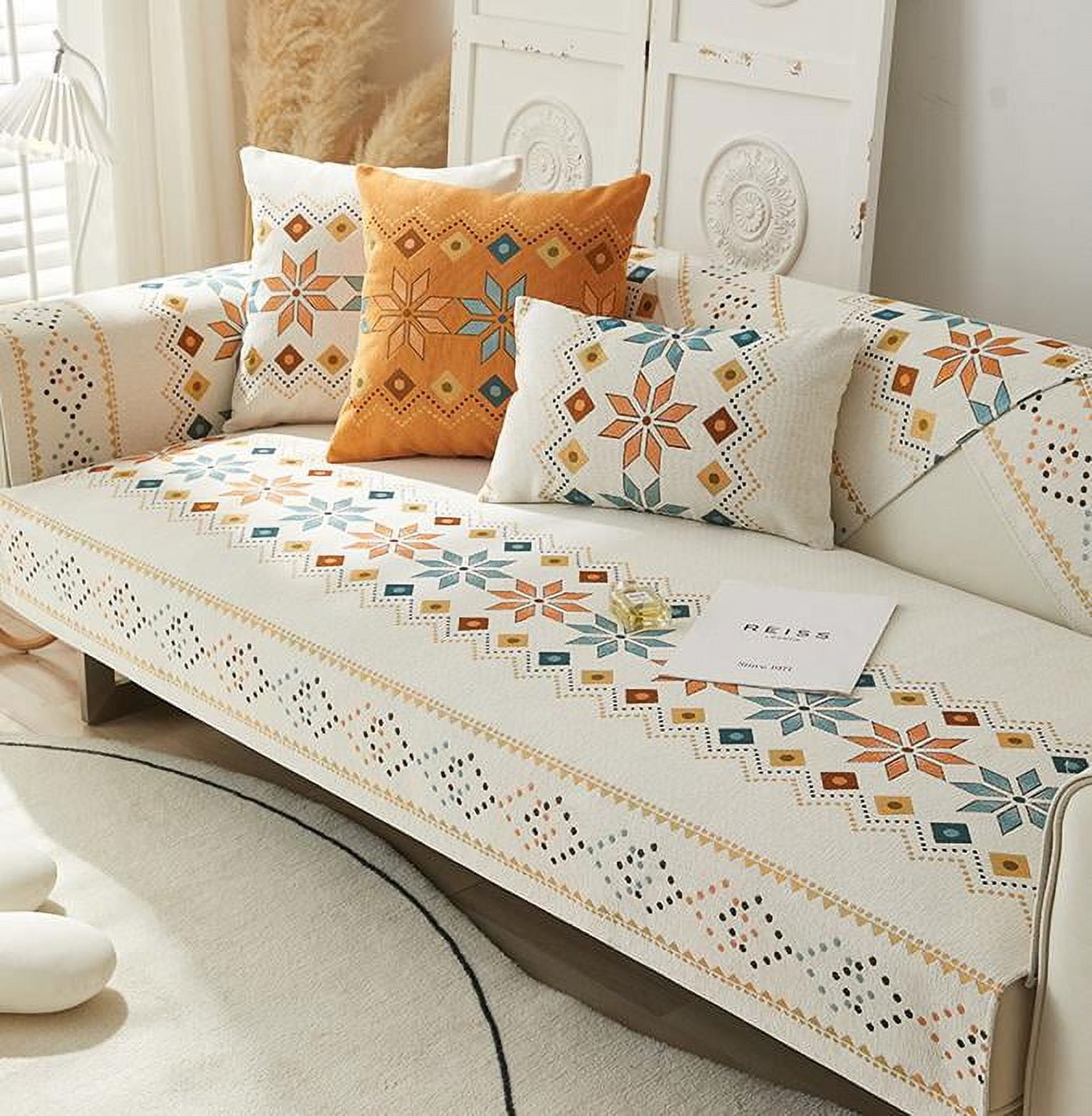 1pc Vibrant Boho-Style Sofa Slipcover - Stain-Resistant Non-Slip Couch ...