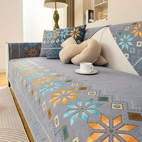 1pc Vibrant Boho-Style Sofa Slipcover - Stain-Resistant Non-Slip Couch Protection - Versatile ...